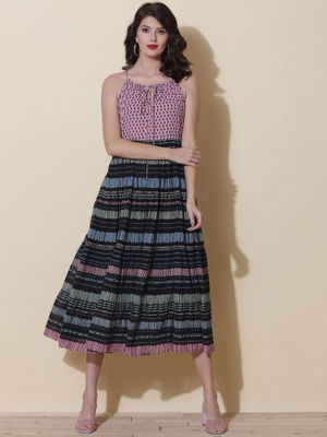 Buy Label Ritu Kumar Blue Printed Long Dress Online