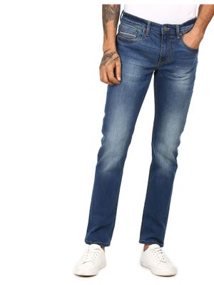AD by Arvind Jeans: Buy AD by Arvind Men Blue Stone Washed Slim Fit ...