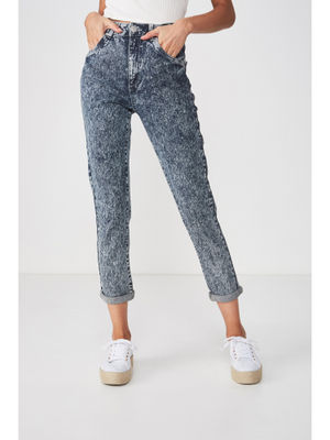 Buy Cotton On Women Acid Blue Color High Rise 90s Stretch Jeans online