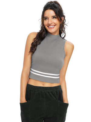Buy Odette Grey Knit Fabric Crop Top for Women Online