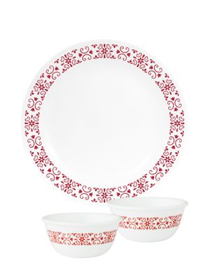 Buy Corelle Livingware Red Trellis 26cm Dinner Plate (1Pc) & 177ml ...