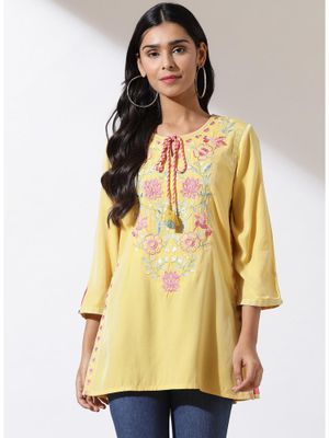 Buy Lakshita Yellow Alora Collection Tunic with Embroidery Online