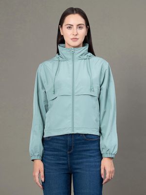 Buy Red Tape Women'S Sea Green Polyester Solid Windcheater Jacket (L ...