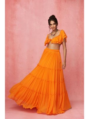 Buy LABEL FROW Orange Sandra Skirt Online