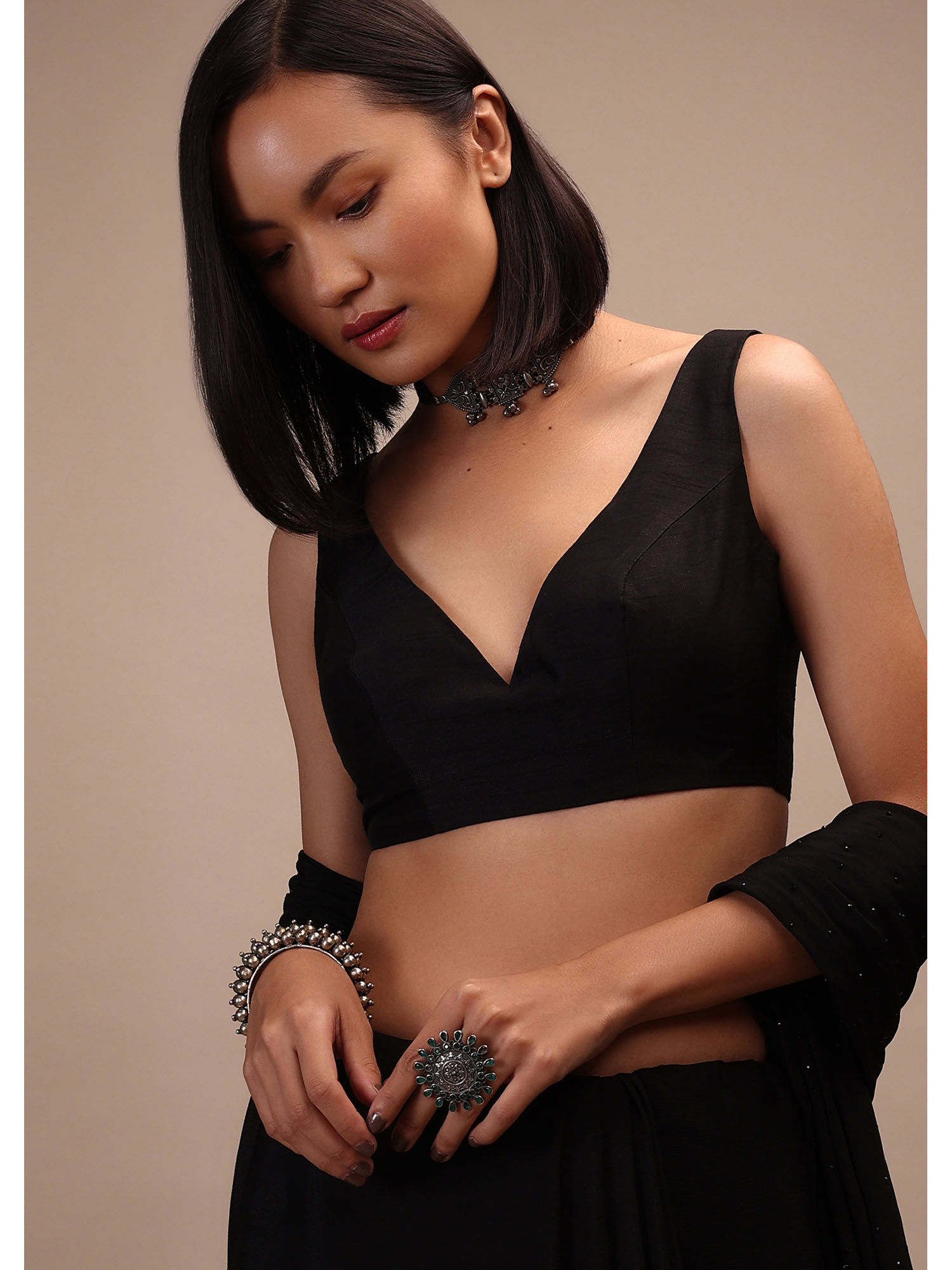 Buy KALKI FASHION Black Sleeveless Blouse Online