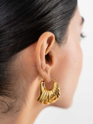 Buy ZAISHA 18K Gold Plated Feather Hoop Earrings Online