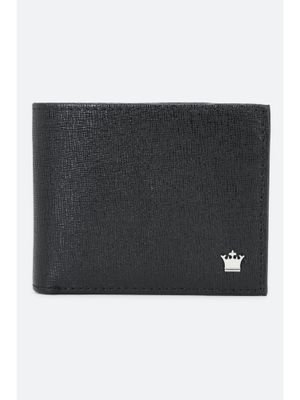 Buy Louis Philippe Men Black Textured Genuine Leather Wallet Online