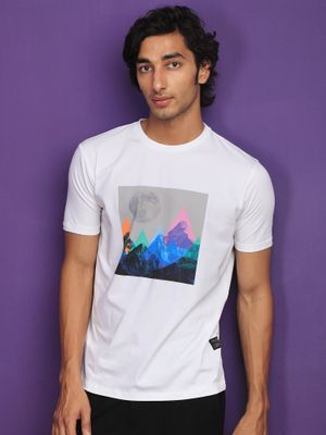 Buy RARE RABBIT Oden White Graphic Printed T-Shirt Online