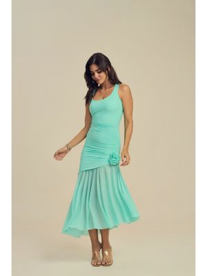 Buy LABEL FROW Joy Green Asymmetrical Dress (XS) Online