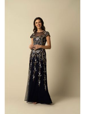 Buy RAISHMA STUDIO Navy Blue Maris Embellished Gown (S) Online
