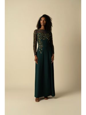 Buy RAISHMA STUDIO Green Avery Embellished Gown (S) Online