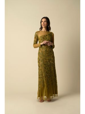 Buy RAISHMA STUDIO Green Sally Embellished Gown (S) Online