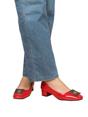 Buy ELLE Red Square Toe Party Wear Pumps Online