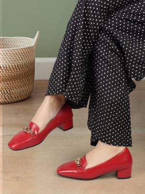 Buy ELLE Red Square Toe Party Wear Pumps Online