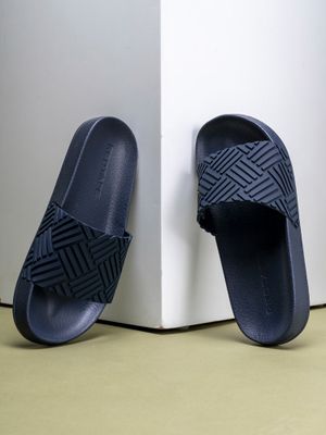 Buy Red Tape Men Textured Navy Sliders Online
