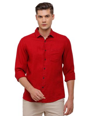 Linen Club Casual Shirts : Buy Linen Club Red Solid Casual Regular Fit Linen Shirts For Men ...