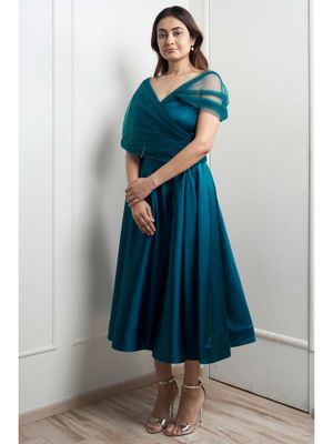 Buy MALIKA GUPTA Teal Michelle Solid Midi Gown (S) Online