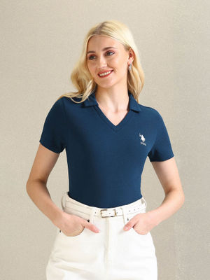 Buy U.S. POLO ASSN. Ribbed Collar Textured Polo T-Shirt Online