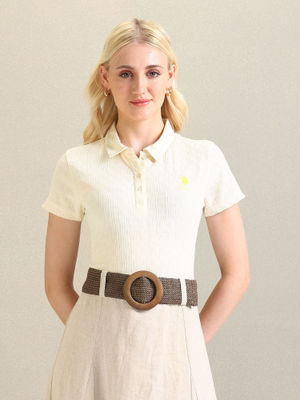 Buy U.S. POLO ASSN. Ribbed Collar Textured Polo T-Shirt Online