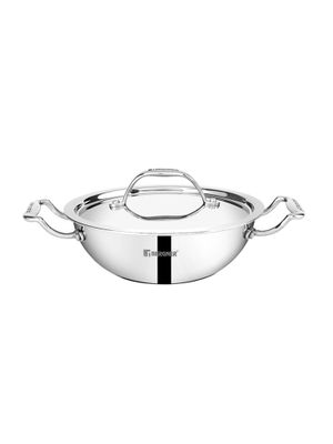 Buy Bergner Argent Triply Kadhai with Lid Induction Base, Silver Online