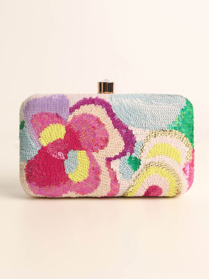 Buy KALKI FASHION Multi-Color Abstract Flower Pattern Sequins ...