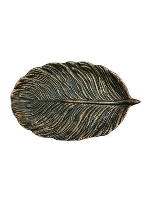 Buy Art Street Carved Green Wooden Palm Leaves Decorative Mdf Plate ...