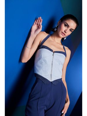 Buy The Dapper Lady Sydney Blue Colorblock Top Online