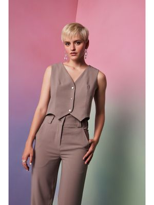 Buy The Dapper Lady Jordan Brown Solid Waist Coat Online