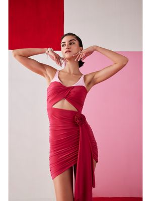 Buy The Dapper Lady Vegas Pink Colorblock Mini Dress Online