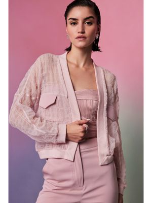 Buy The Dapper Lady Oslo Pink Checks Crop Jacket Online