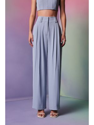 Buy The Dapper Lady Sydney Blue Solid Pant Online
