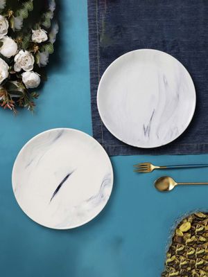 Buy The Decor Mart Marble Finish Dinner Plates- Set Of 2 Online