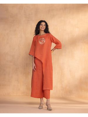 Buy Kaveri Rust Luna Co-Ord (Set of 2) (XS) Online