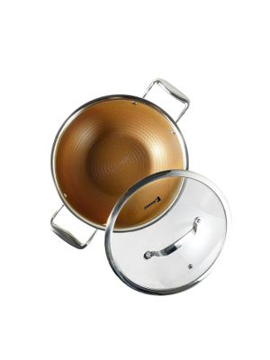Buy Bergner Hitech Giro Gold Triply Non Stick Kadhai With Lid- 24 Cm- 2 ...