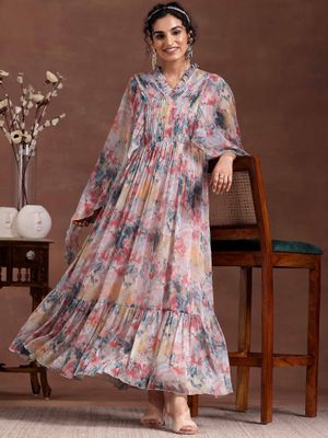 Buy Libas Multicolor Floral Printed Maxi Dress (XS) Online