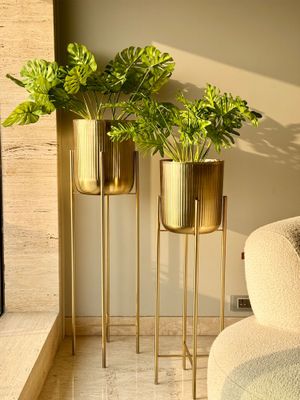 Buy Mason Home Bari Fluted Tall Planter Gold (Set of 2) online