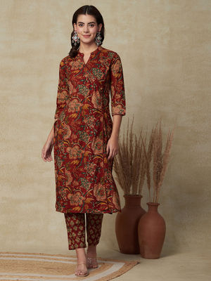 FASHOR Angarkha Set : Buy FASHOR Block Printed Angarkha Style Kurta ...