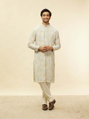 Buy Twamev Grey Chanderi Embroidered Kurta with Churidar (Set of 2) (S ...