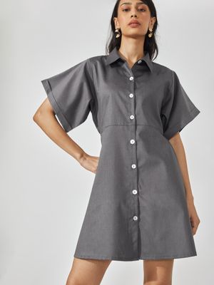 Buy The Label Life Charcoal Skater Shirt Dress Online