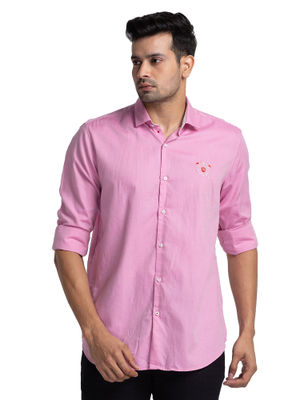 Buy Raymond Regular Solid Medium Pink Casual Shirt Online