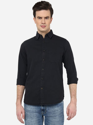 Buy JadeBlue Mens Cotton Solid Charcoal Grey Slim Fit Full Sleeve ...