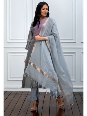 Buy SMRITI GUPTA Grey Chanderi Dupatta Online