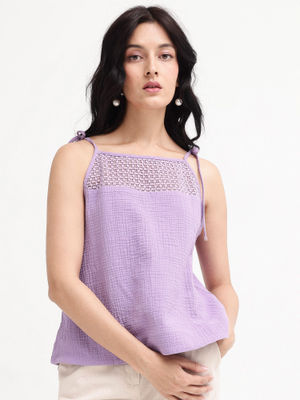 Buy RAREISM Jordyn-T Pastel Purple Regular Fit Top Online