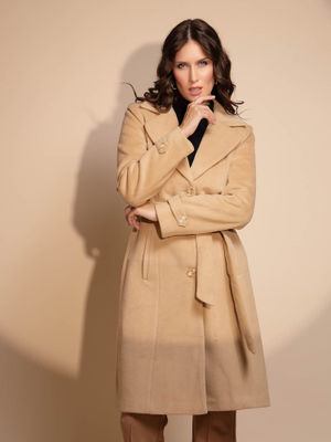 Buy Global Republic Beige Full Sleeve Notched Lapel Overcoat (Set of 2) Online