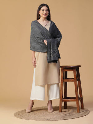 Buy Shingora Beige Coloured Wool Printed Shawl Online