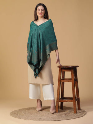 Buy Shingora Green DAPHNE Woven Design Woolen Shawl online