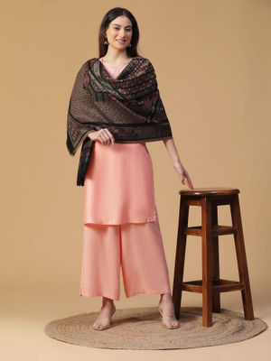 Buy Shingora Black MIRZA Woven Design Woolen Shawl Online