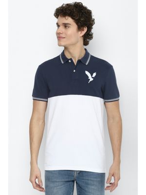 Buy American Eagle Men Blue Colorblock Patch Polo T-Shirt online
