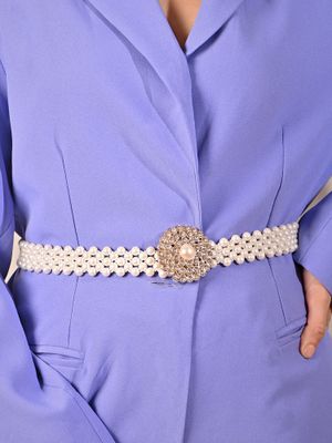 Buy ToniQ Women White Pearl Embellished Belt (32) Online