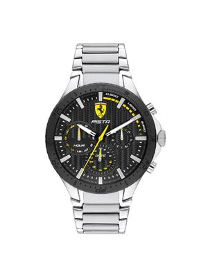 Buy Scuderia Ferrari PISTA DUAL TRACK Multifunction Black Round Dial ...